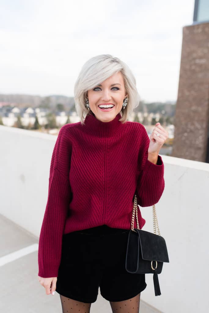 Velvet Shorts + Sweater Holiday Look - Loverly Grey