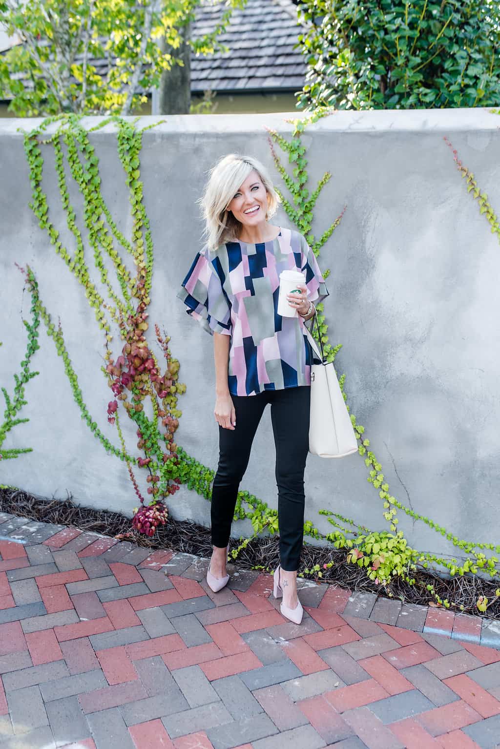 Monday Work Wear – Printed Blouses & Black Pants - Loverly Grey