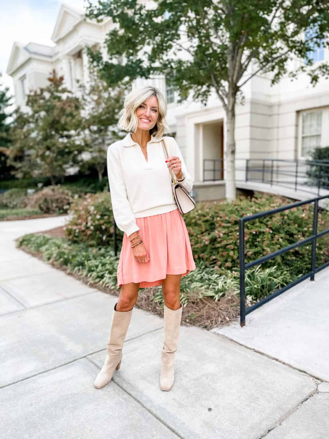 How to Layer a Sweater Over a Dress - Loverly Grey